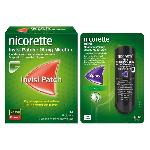 Nicorette Combinaison Mint Spray Buccal + Invisi Patch 25 mg | 13,2 ml ...