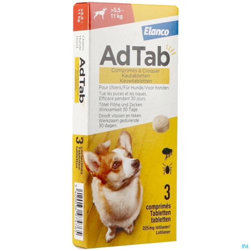 Elanco AdTab pour Chiens > 5,5-11 kg | 3 comprimés à croquer | PharmaMarket