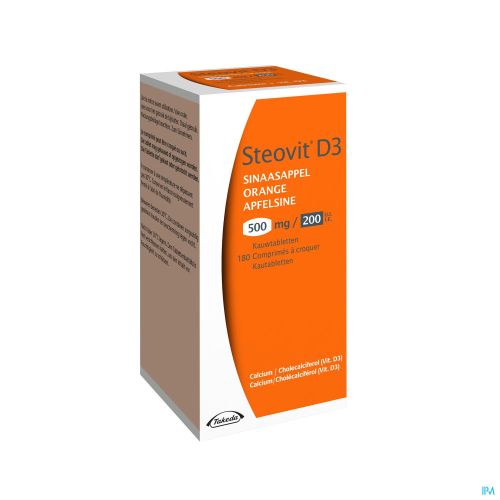 Steovit D3 500 mg/200 UI Orange | 180 comprimés à croquer | PharmaMarket